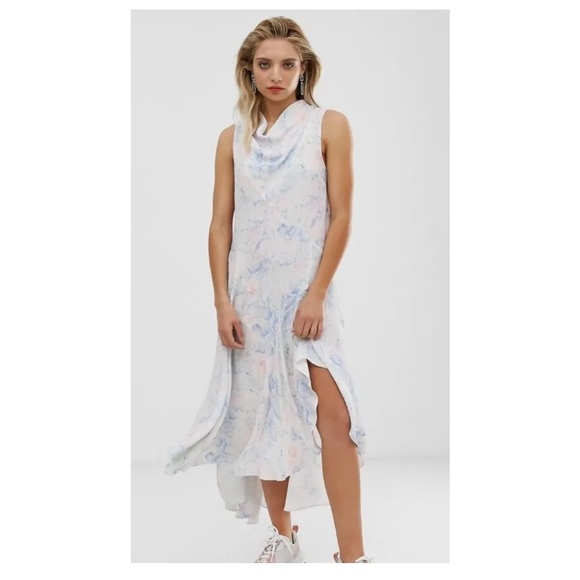 ASOS | Dresses | Asos Design Label White Pink Blue Snake Print Midi ...